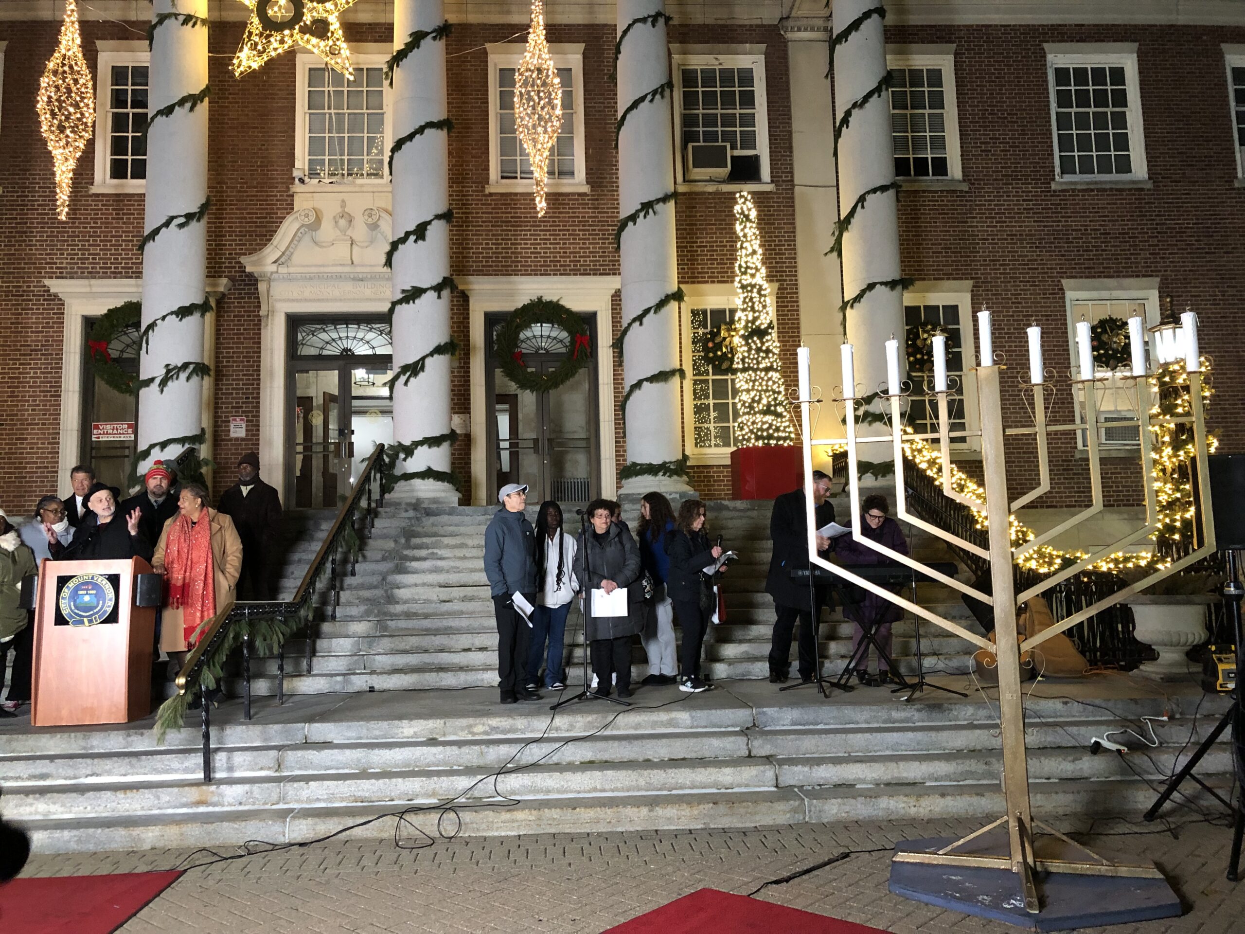 SFS leads Hanukkah Menorah Lighting at Mount Vernon City Hall - Sinai ...